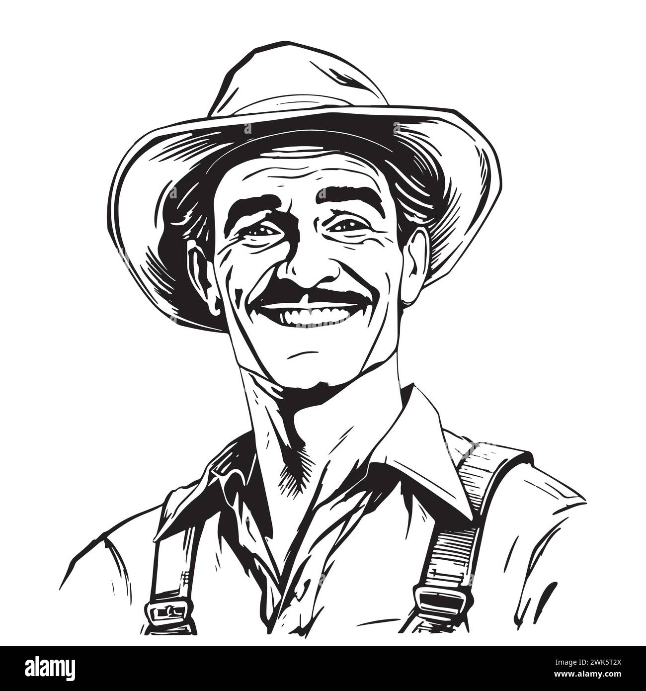 Hand-drawn sketch happy farmer. Farming, agriculture vintage vector ...