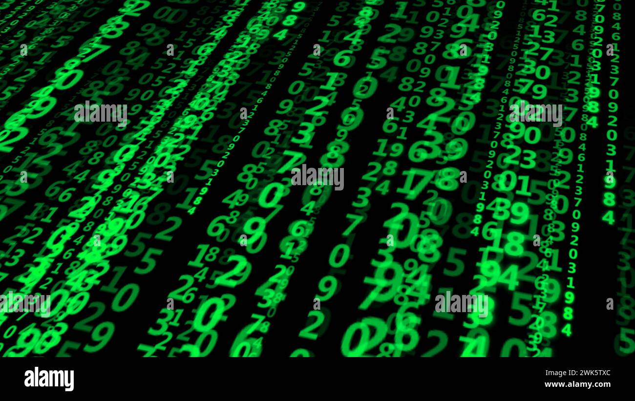 Green numbers on a dark background. Digital technologies of the ...