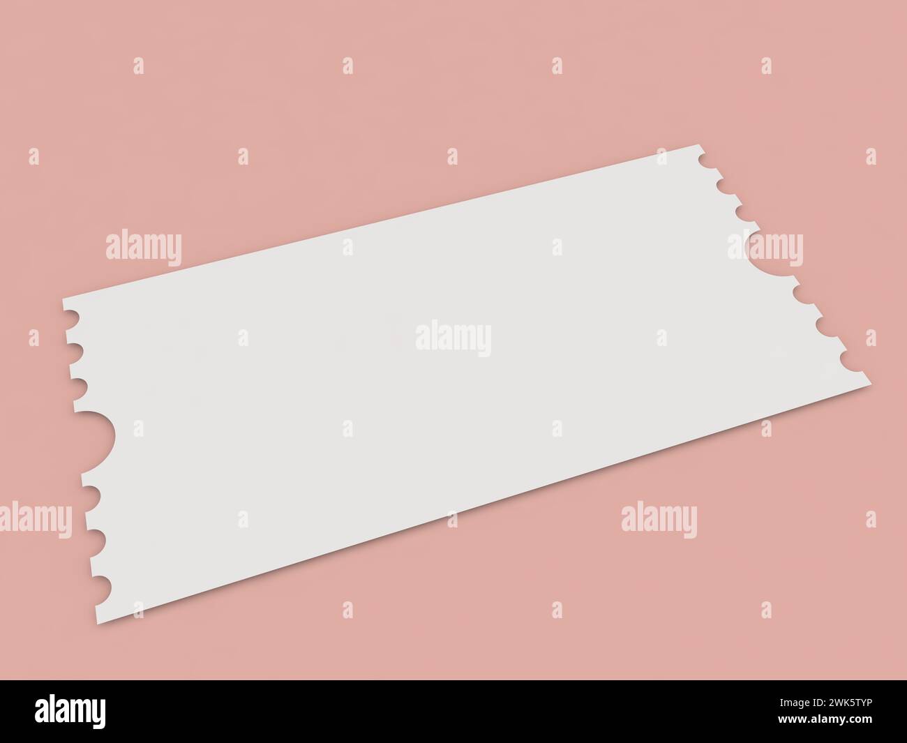 Realistic ticket voucher mockup on pink background. 3d render ...