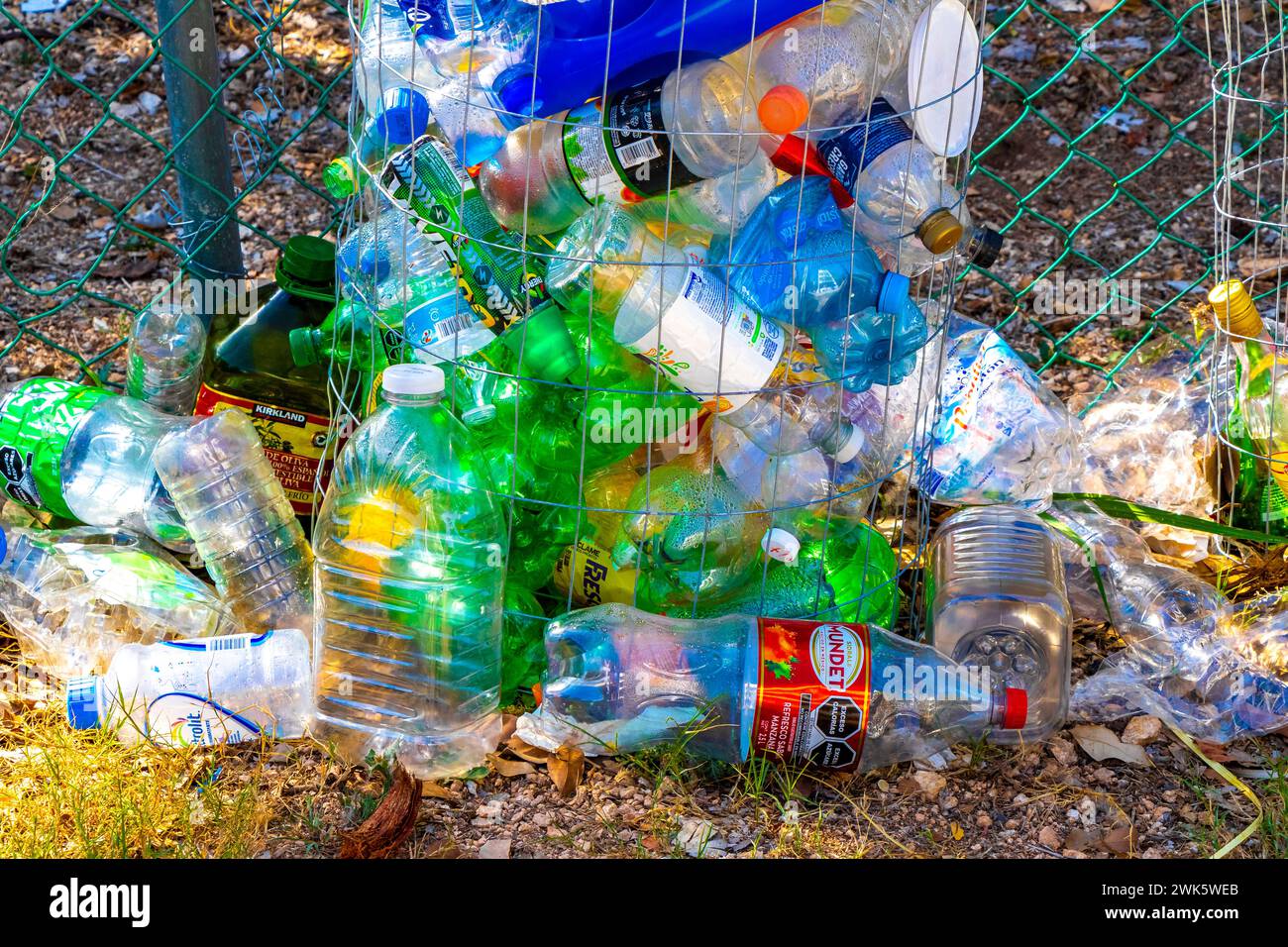 Playa del Carmen Quintana Roo Mexico 05. August 2023 Plastic bottle ...