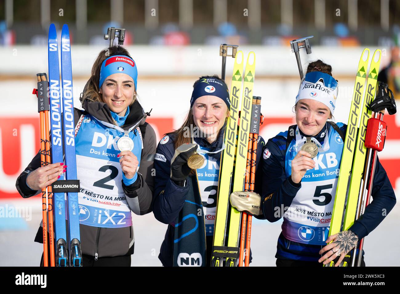 Lisa Vittozzi of, Italy. , . Justine Braisaz-Bouchet of France and Lou ...