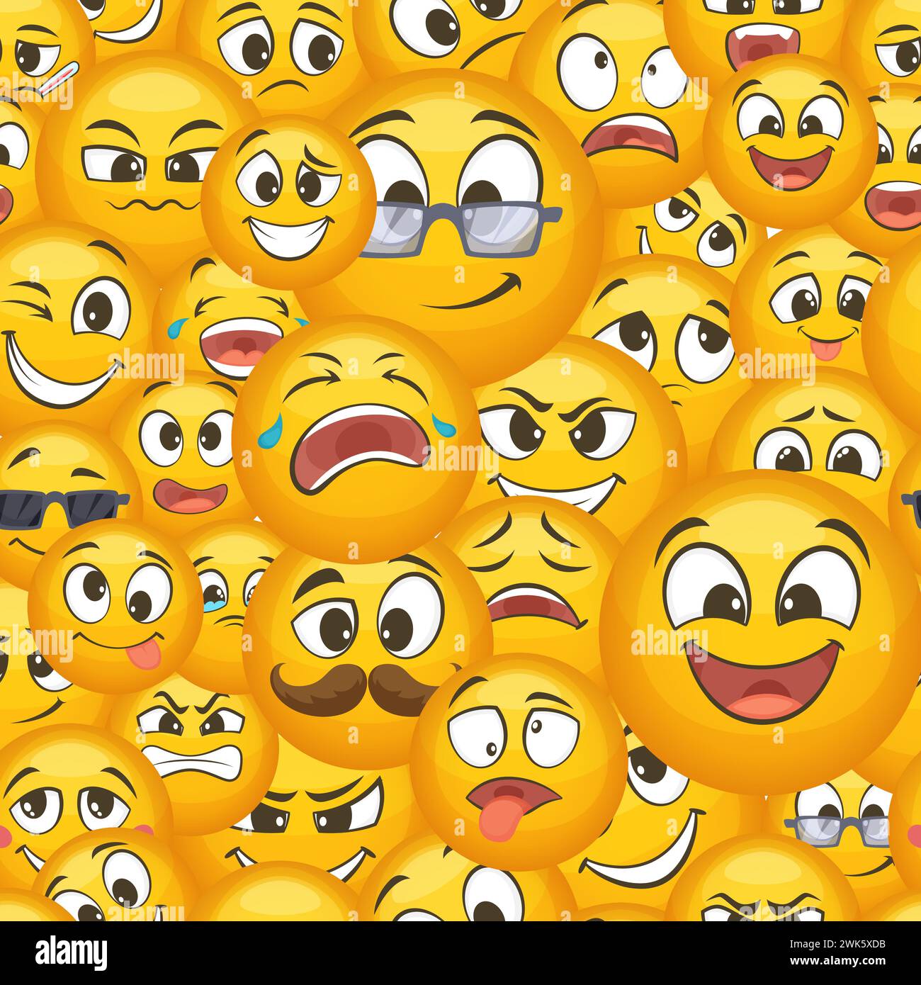 Emoticon pattern seamless background with funny faces seamless template ...