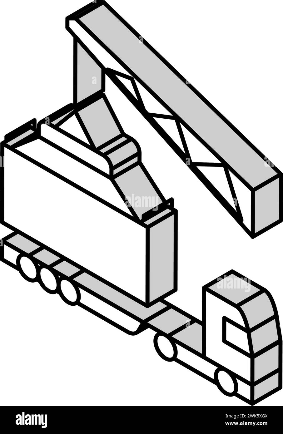 crane loading container on truck in port isometric icon vector ...