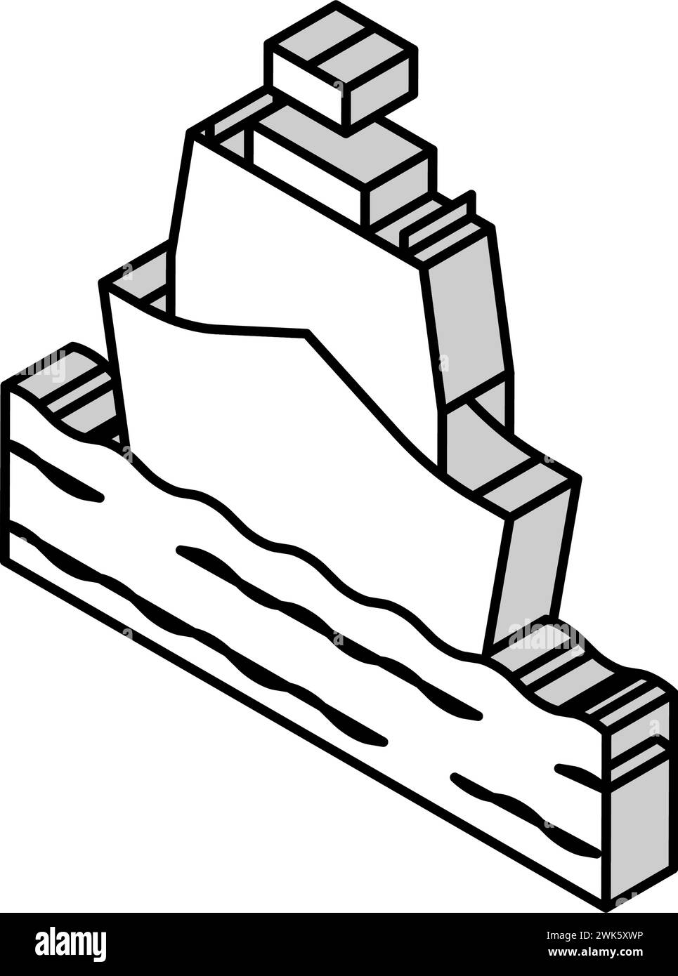 ship entering in port isometric icon vector illustration Stock Vector ...