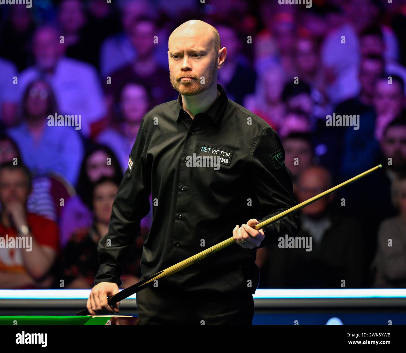 Gary Wilson, during the 2024 BetVictor Welsh Open Final at Venue Cymru ...