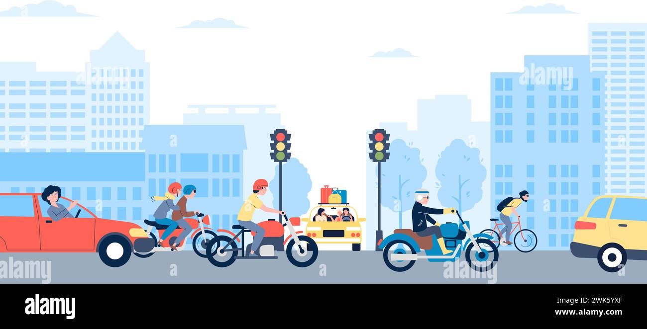 Traffic jam of motorcycles Stock Vector Images - Alamy