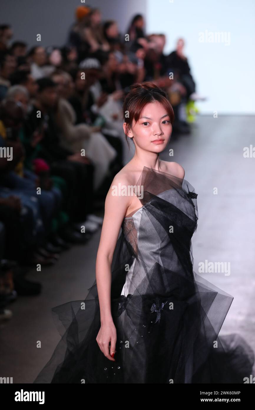 London, UK. 18th Feb, 2024. A model walks the runway during the SUNCUN ...