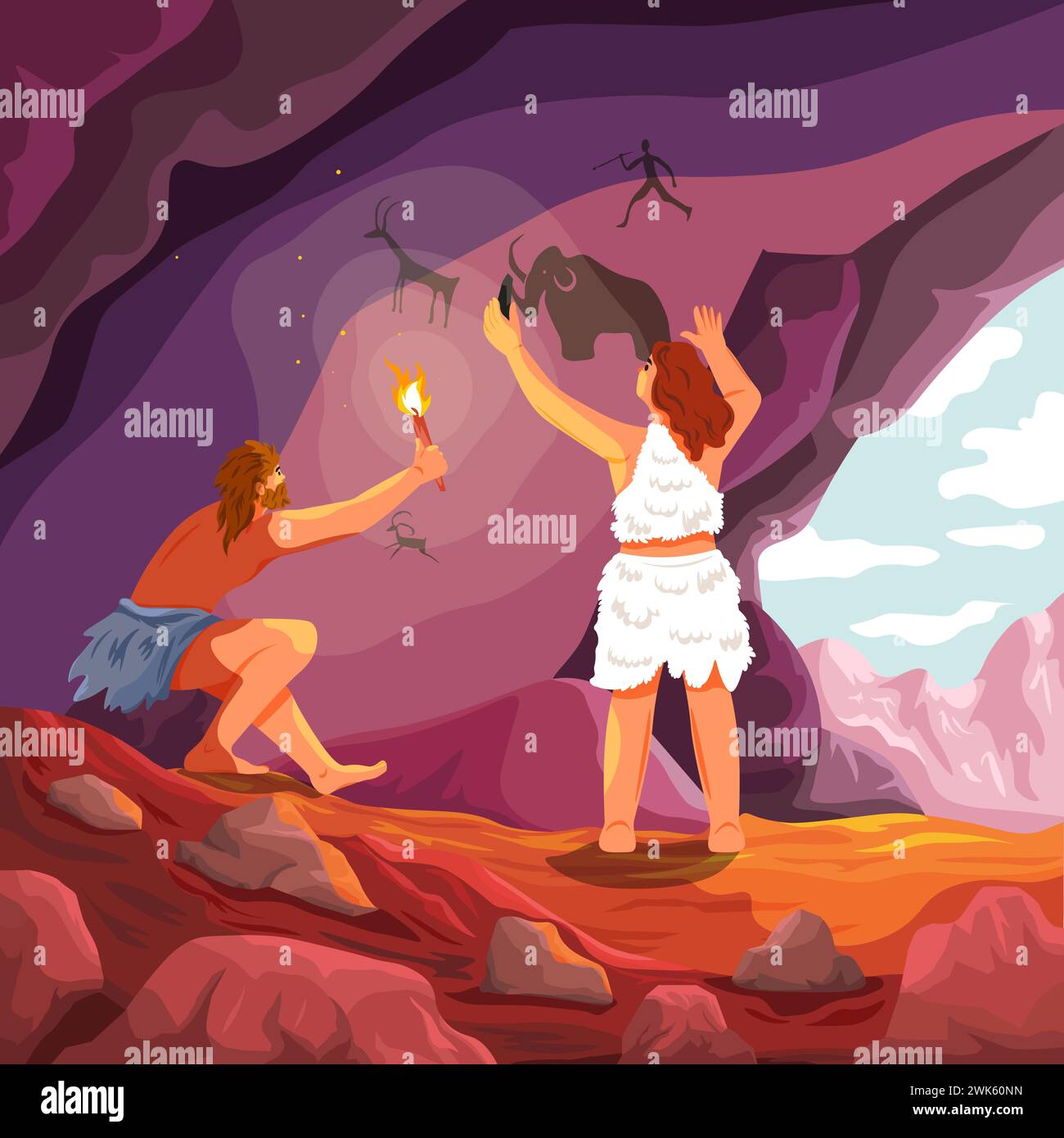 Caveman painting hi-res stock photography and images - Alamy