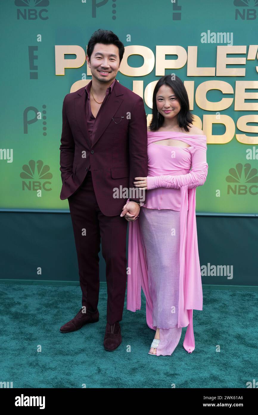 Simu Liu, left, and Allison Hsu arrive at the People's Choice Awards on ...