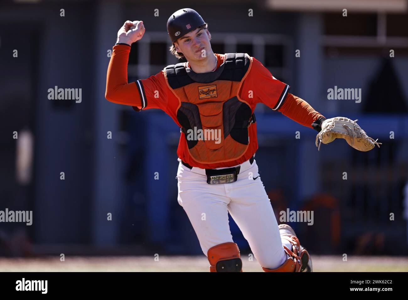Bowling Green catcher Cooper McKenzie (38) throws to first base during ...