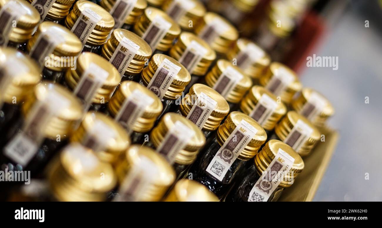 Bottles of alcohol. Close up Stock Photo - Alamy