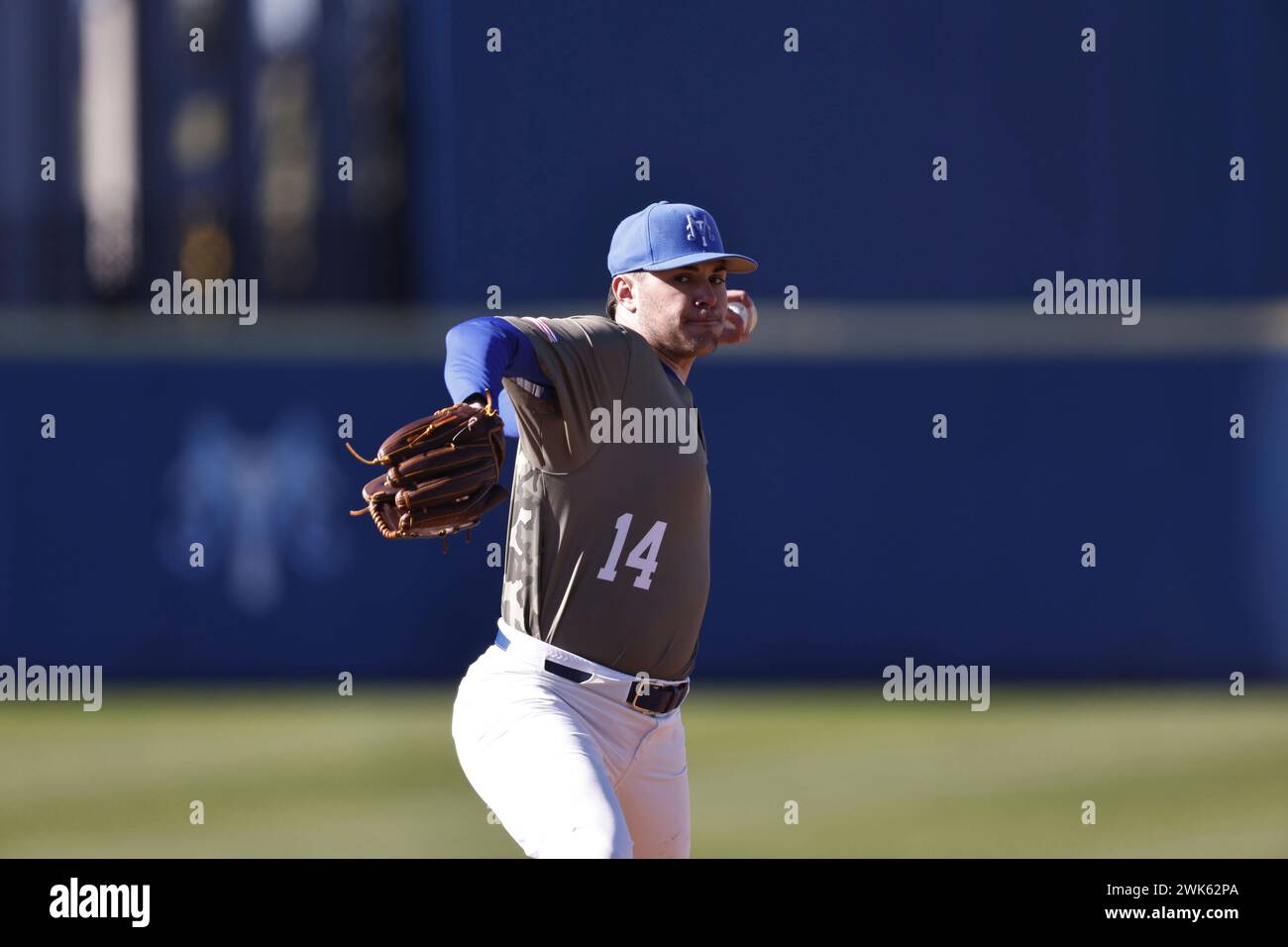 Middle Tennessee pitcher Chandler Alderman (14) throws to a batter ...