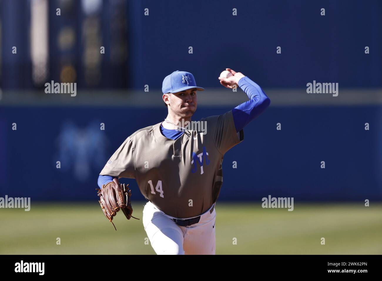 Middle Tennessee pitcher Chandler Alderman (14) throws to a batter ...