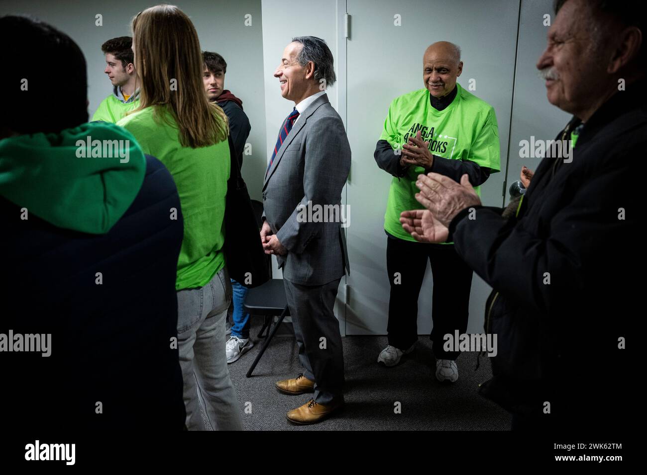 Representative Jamie Raskin (D-MD) stands among campaign volunteers ...