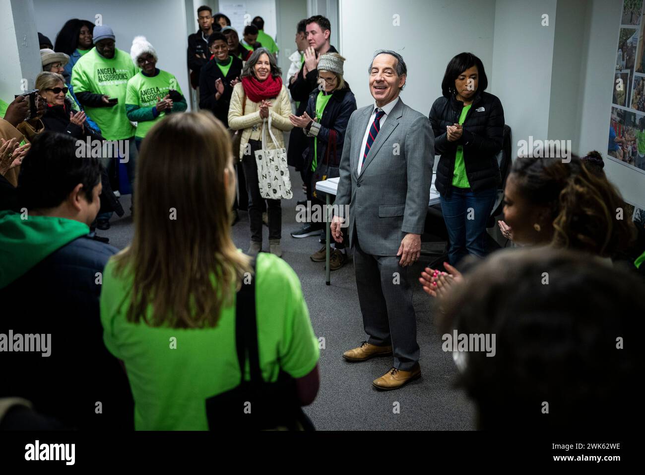 Representative Jamie Raskin (D-MD) speaks to campaign volunteers during ...