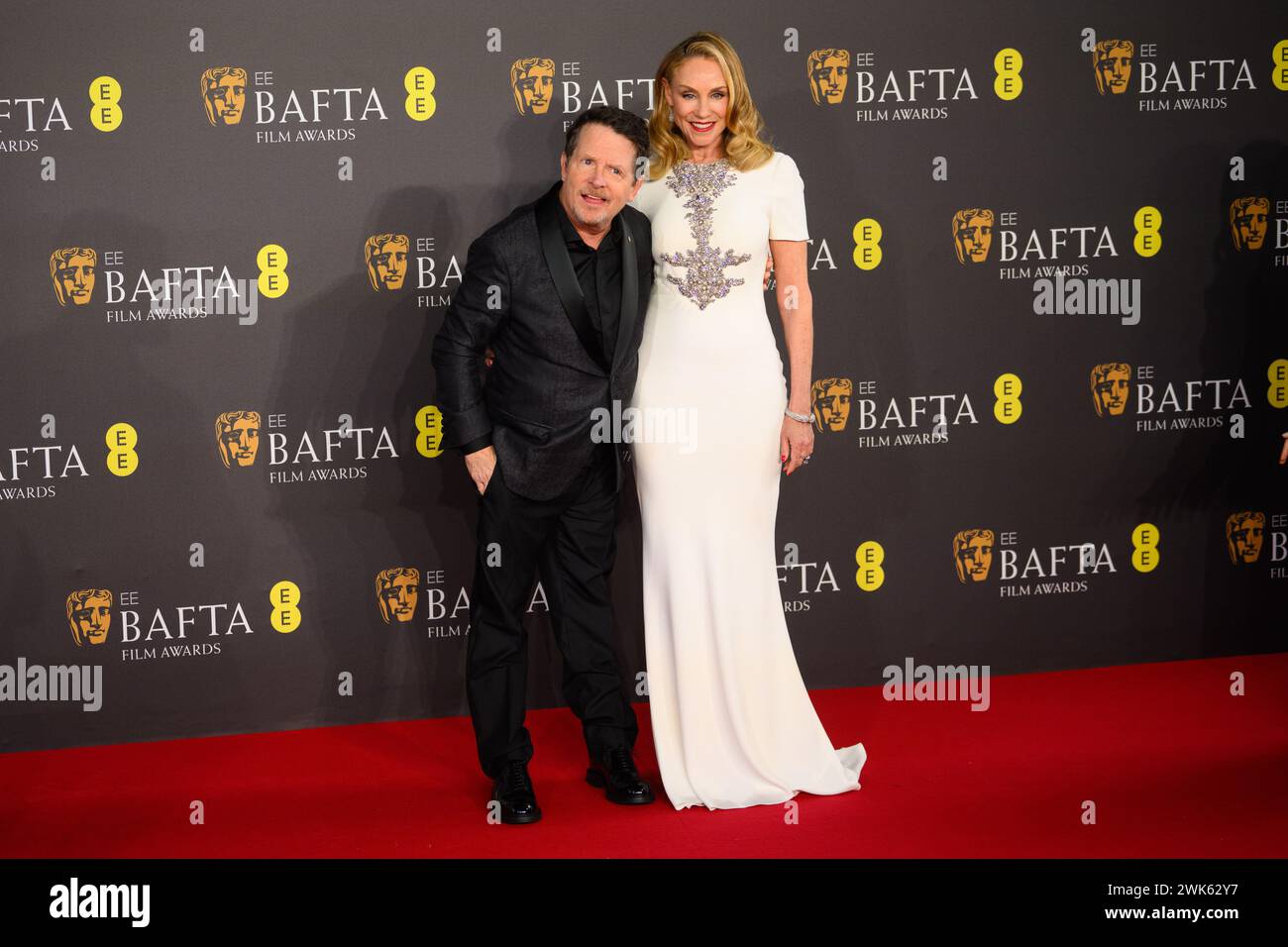London, UK. Sunday 18th February 2024. Michael J. Fox and Tracy Pollan ...