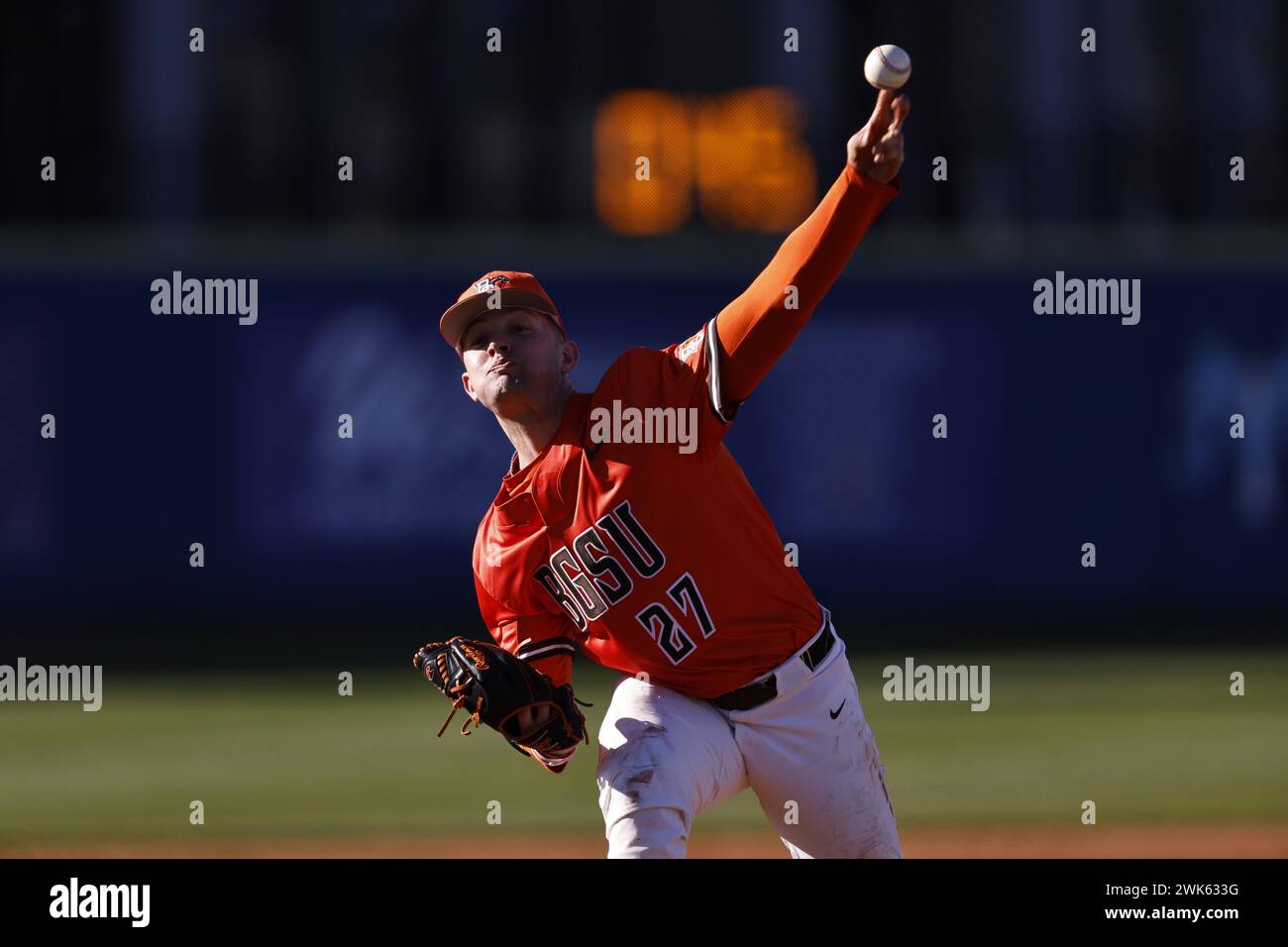 Bowling Green pitcher Luke Krouse (27) throws to a batter during an ...