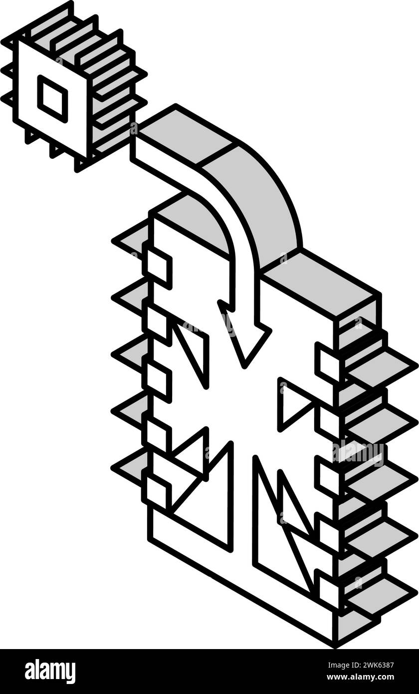 chip installation semiconductor manufacturing isometric icon vector ...