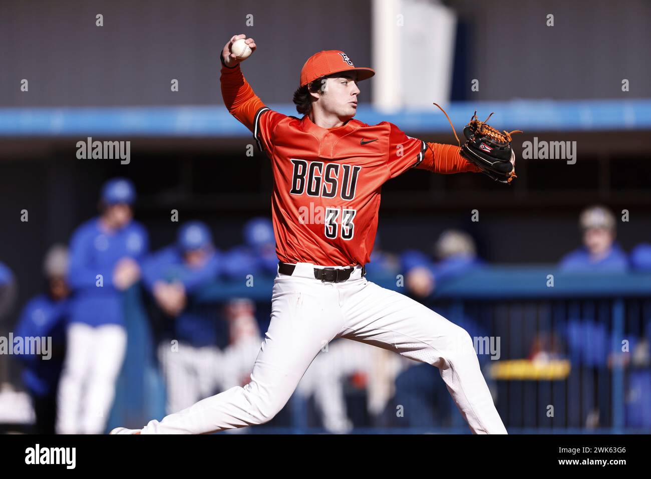 Bowling Green pitcher Calvin Mitchell (33) throws to a batter during an ...