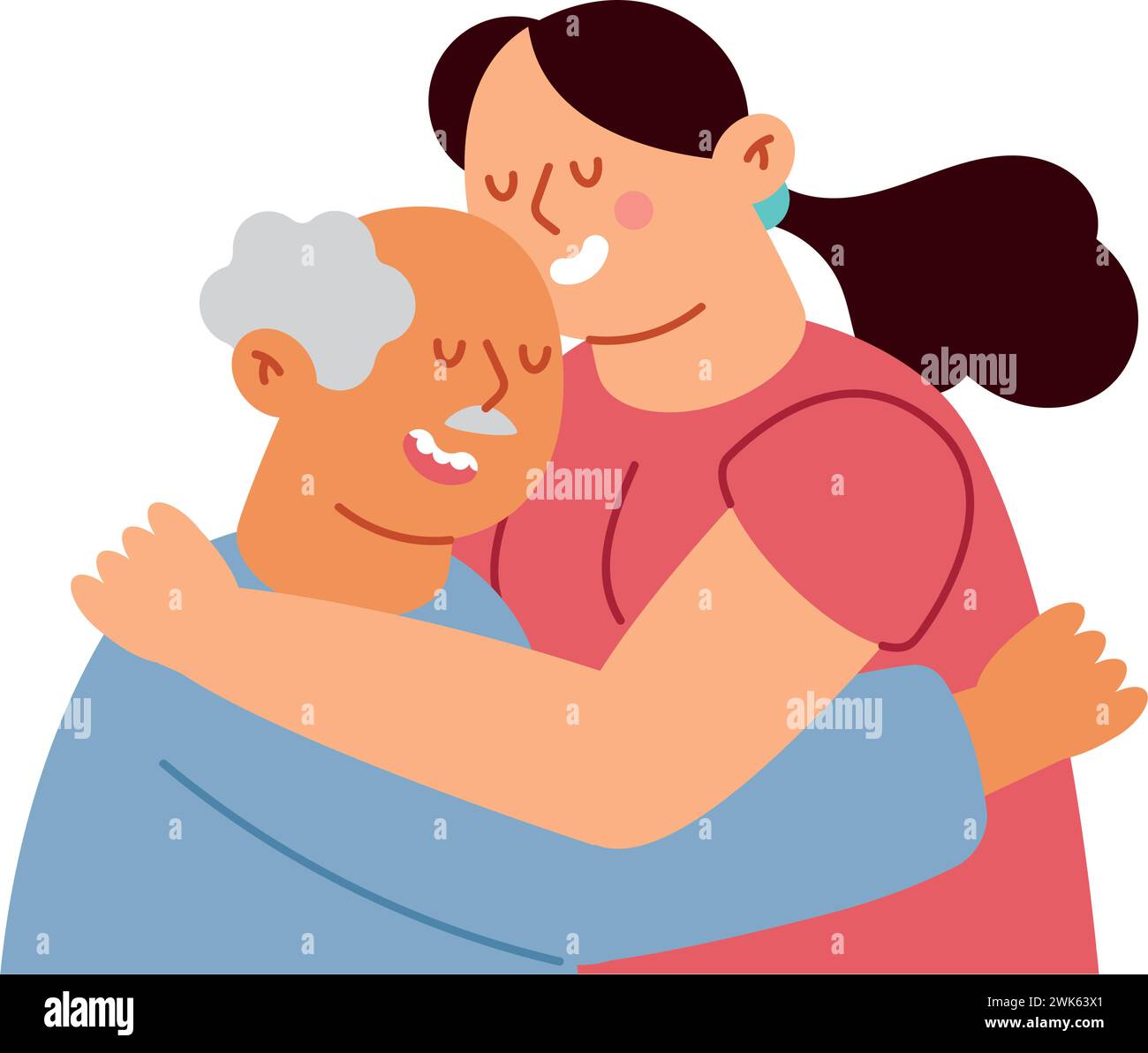 old father and daughter embracing illustration Stock Vector Image & Art ...