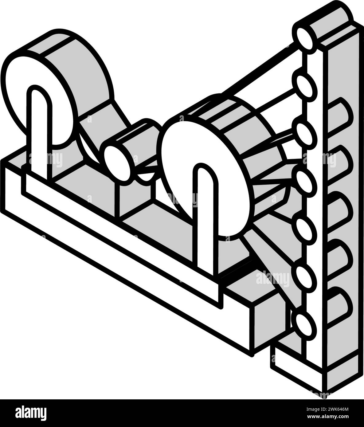 weaving and warping cotton machine isometric icon vector illustration ...