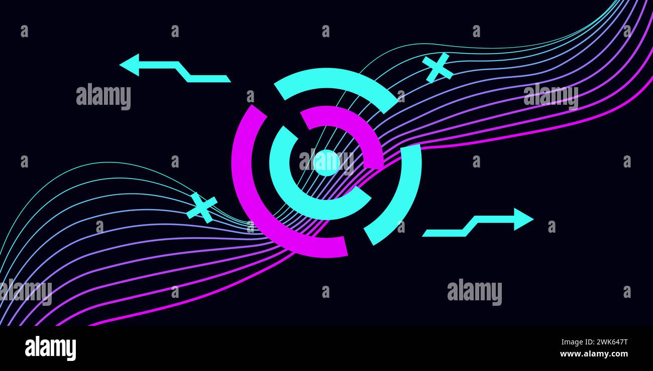 Tech template in cyberpunk style geometric shape. Sound wave and ...
