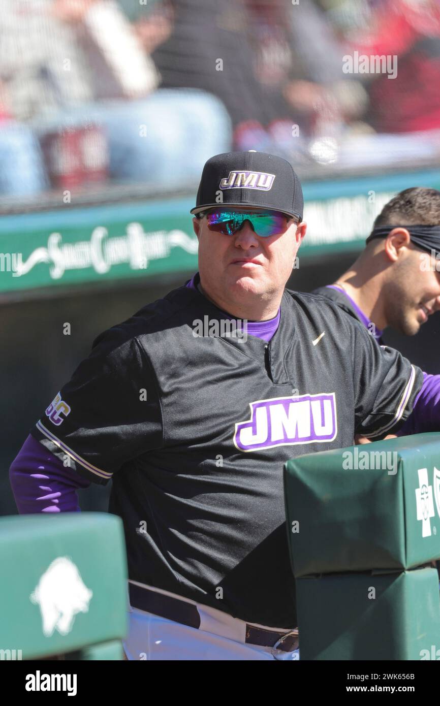 February 18, 2024: JMU Head Coach Marlin Ikenberry looks on from the ...