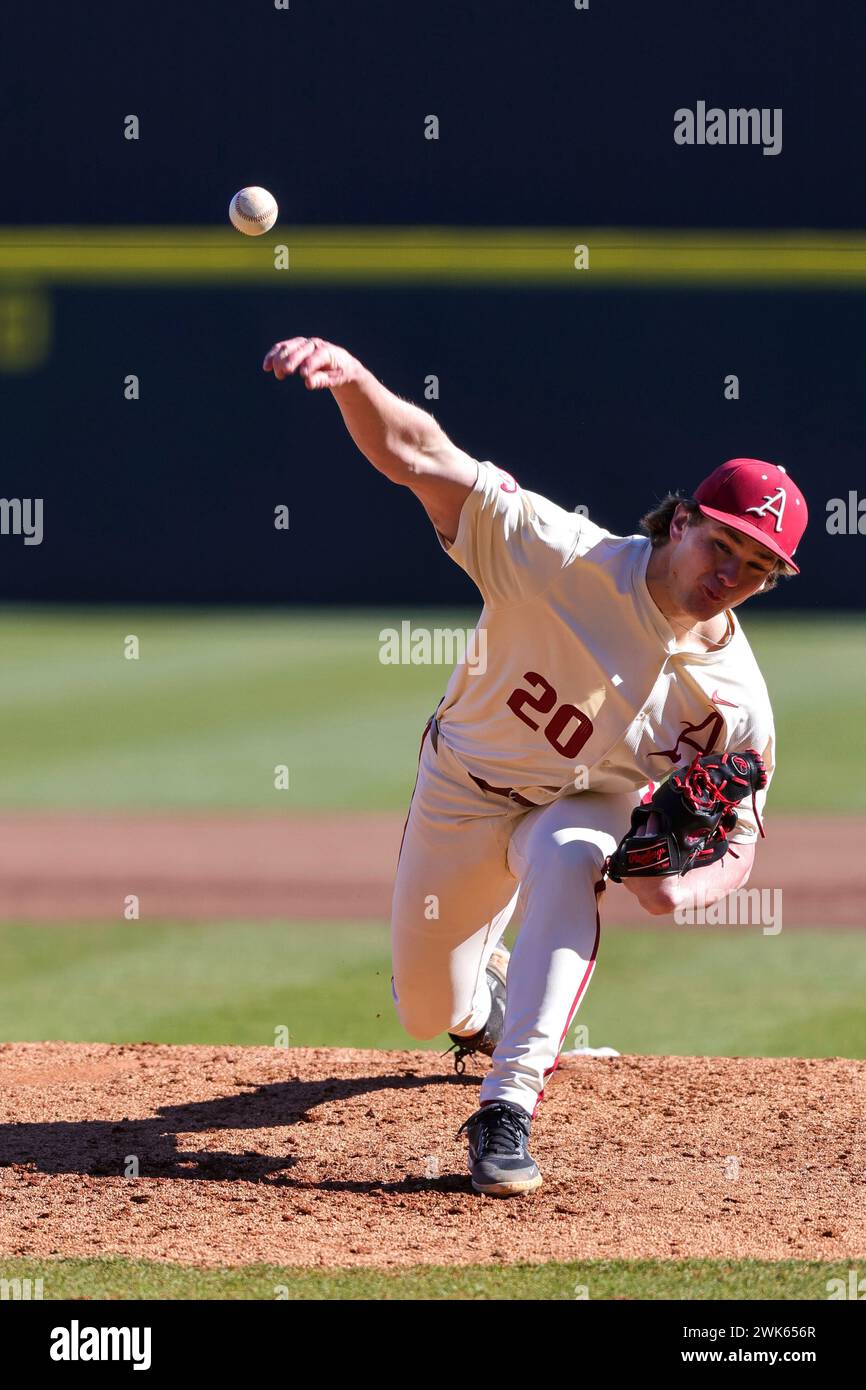 February 18, 2024: Gabe Gaeckle #20 Razorback pitcher releases the ball ...