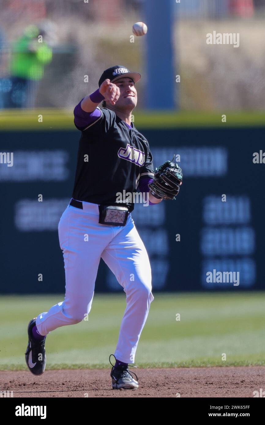 February 18, 2024: Coleman Calabrese #11 Dukes short stop makes a throw ...