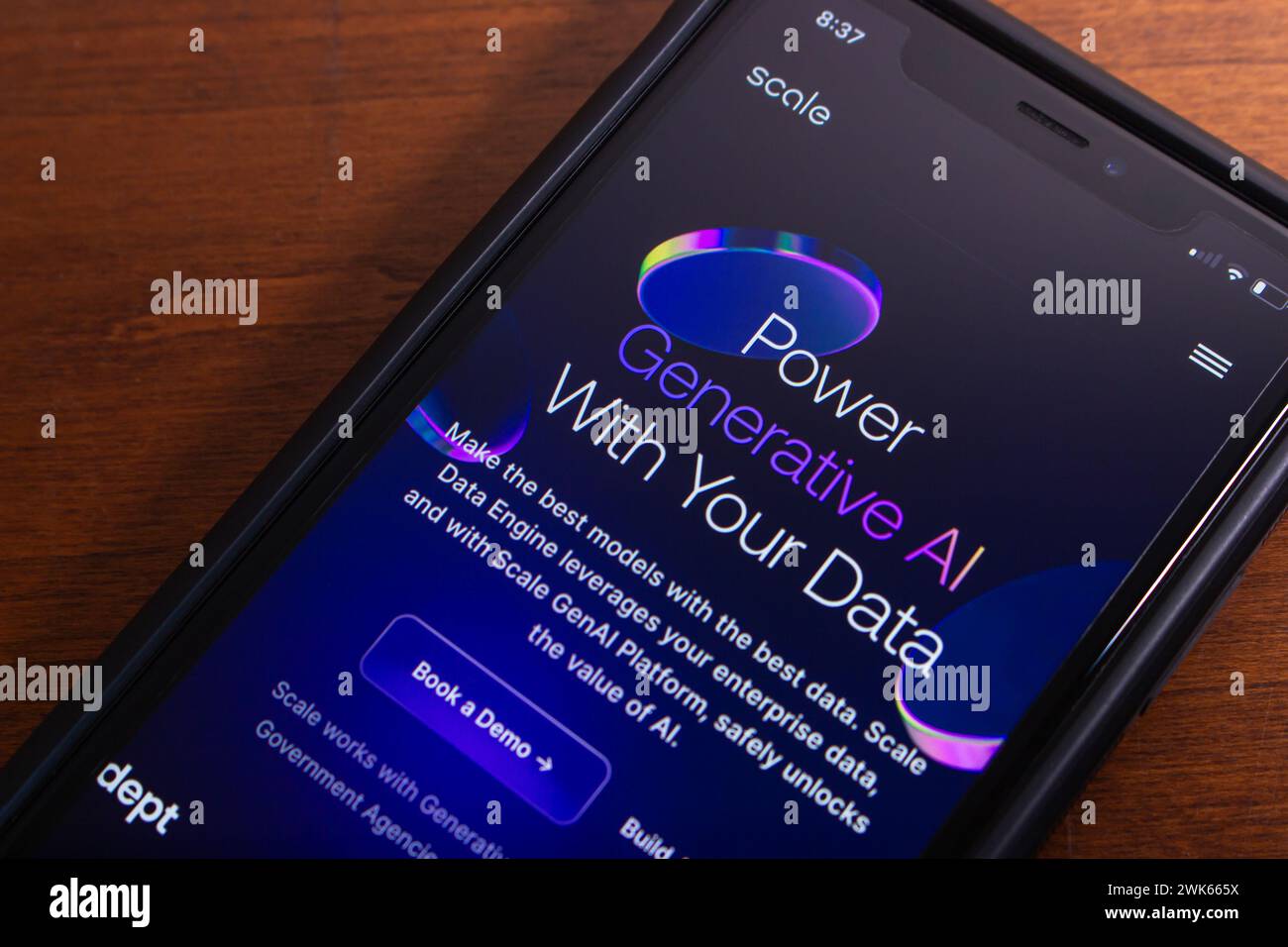 Scale AI website seen in iPhone screen. Scale AI is a company that ...