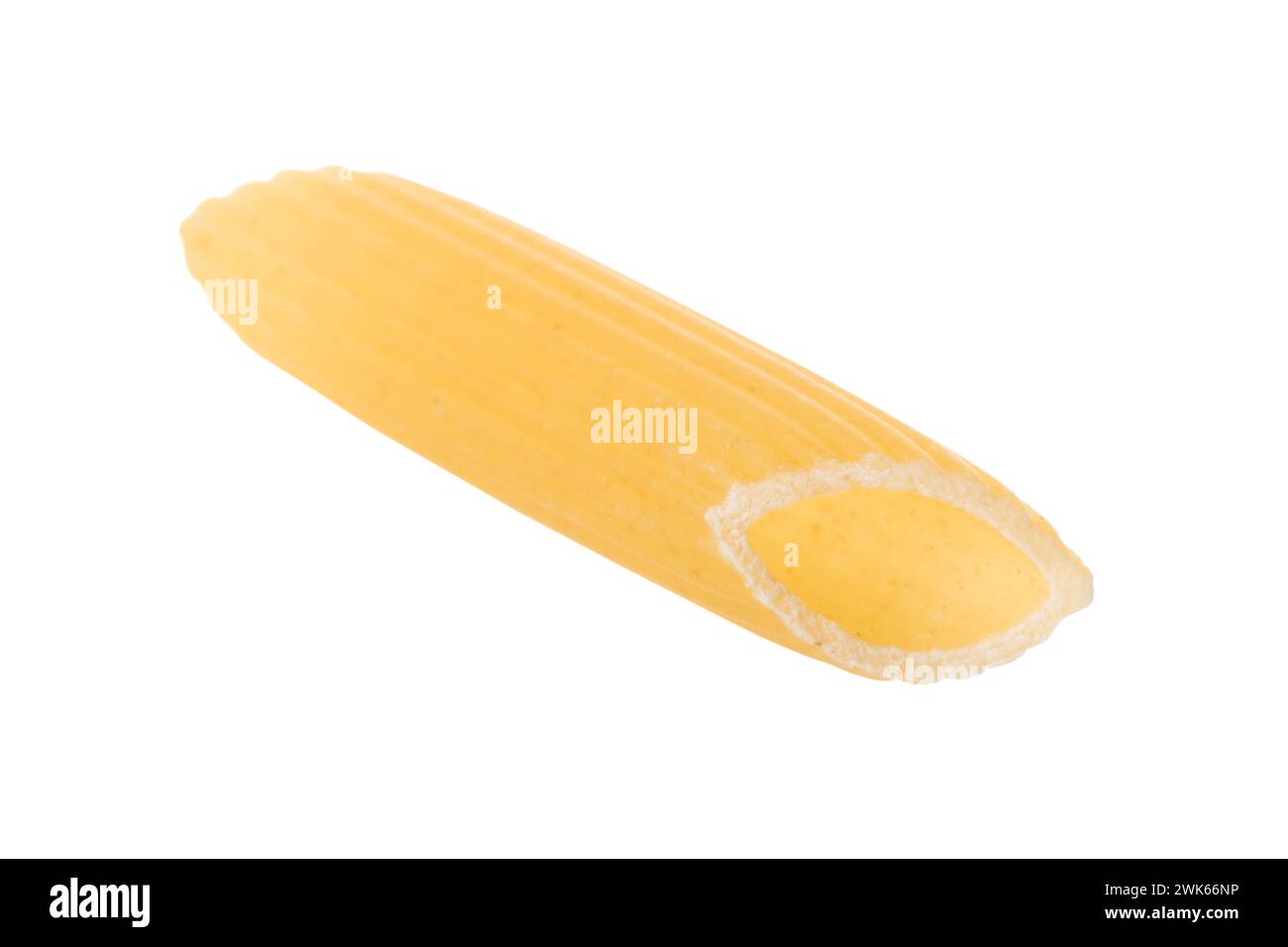 One piece of raw penne pasta isolated on white Stock Photo - Alamy