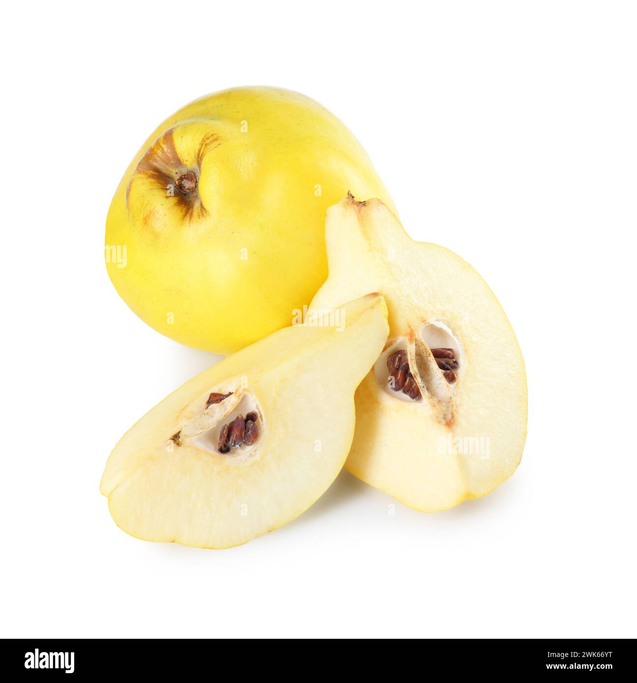 Ripe whole and cut quinces isolated on white Stock Photo - Alamy