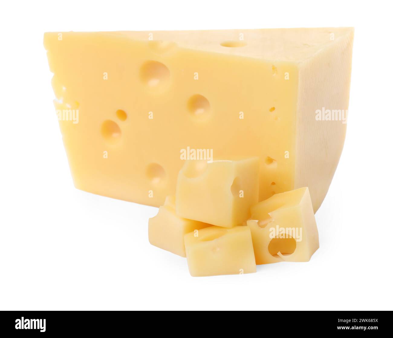 Cut fresh delicious cheese isolated on white Stock Photo - Alamy