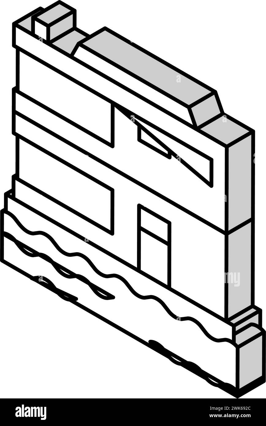 floating on water residence house isometric icon vector illustration ...