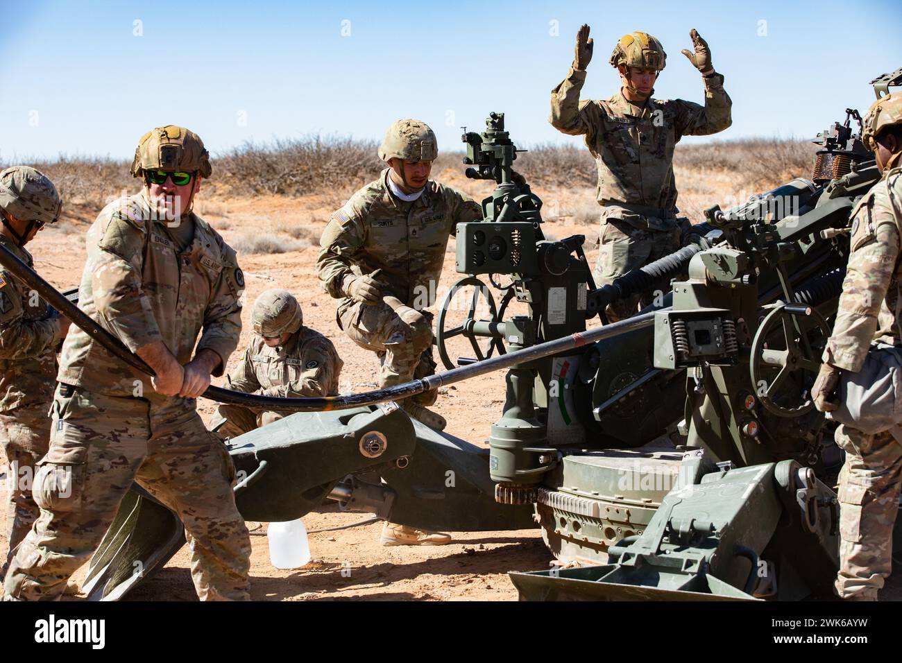 U.S. Army Soldiers of Charlie Battery, 3rd Battalion, 112th Field Artillery Regiment, 44th ...