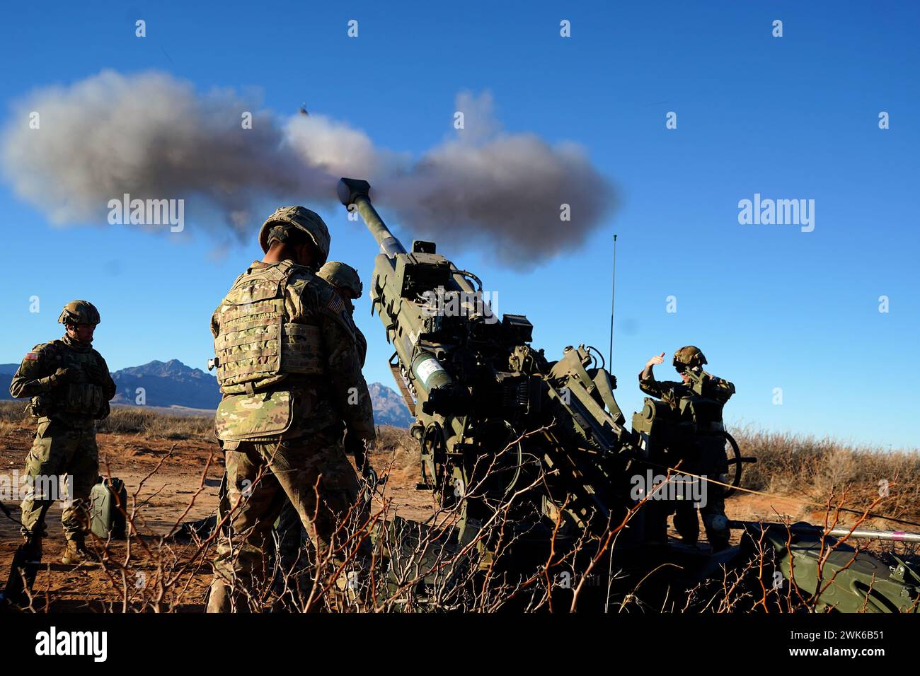 U.S. Army Soldiers of Charlie Battery, 3rd Battalion, 112th Field Artillery Regiment, 44th ...