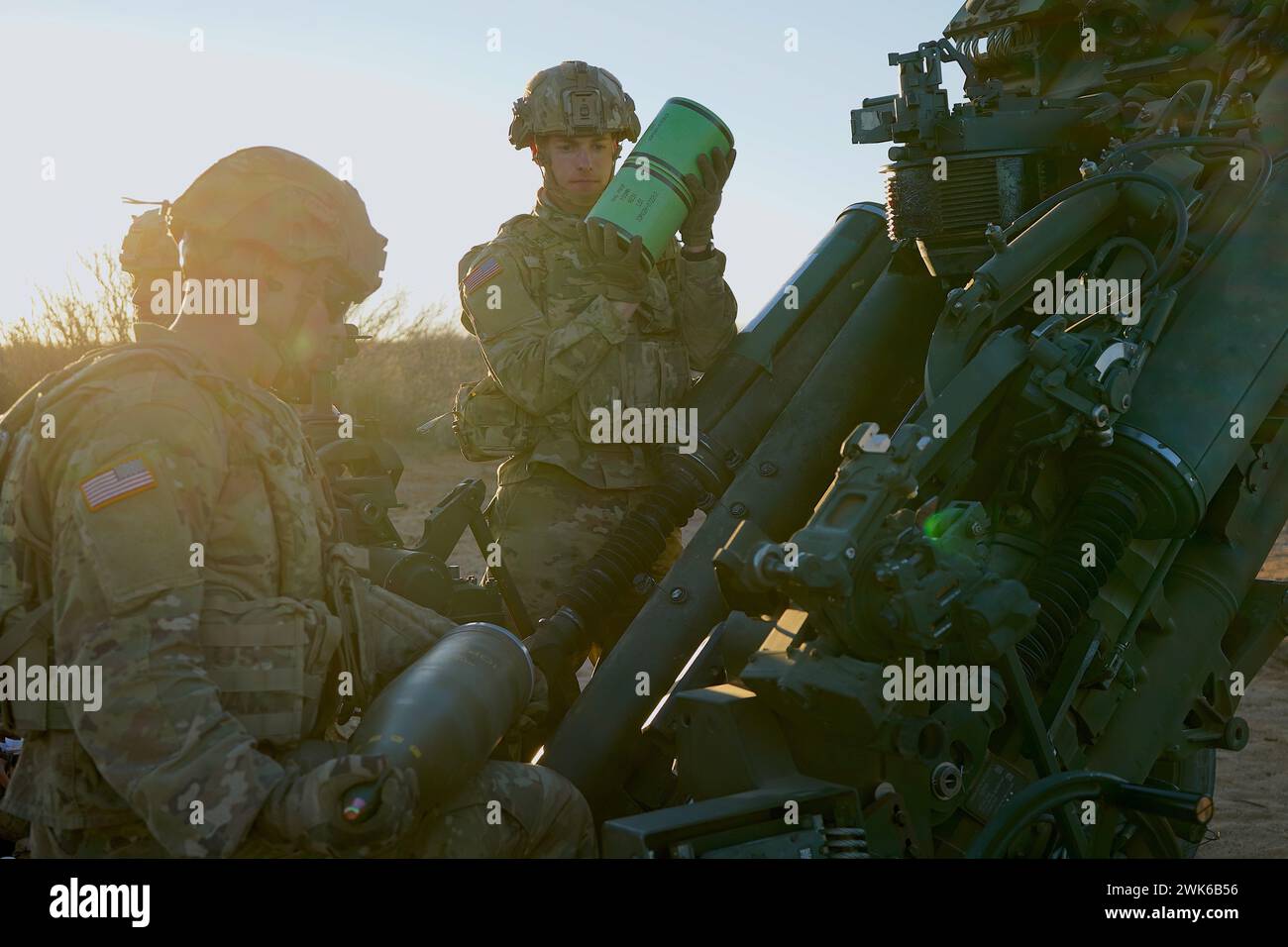 U.S. Army Soldiers of Charlie Battery, 3rd Battalion, 112th Field Artillery Regiment, 44th ...