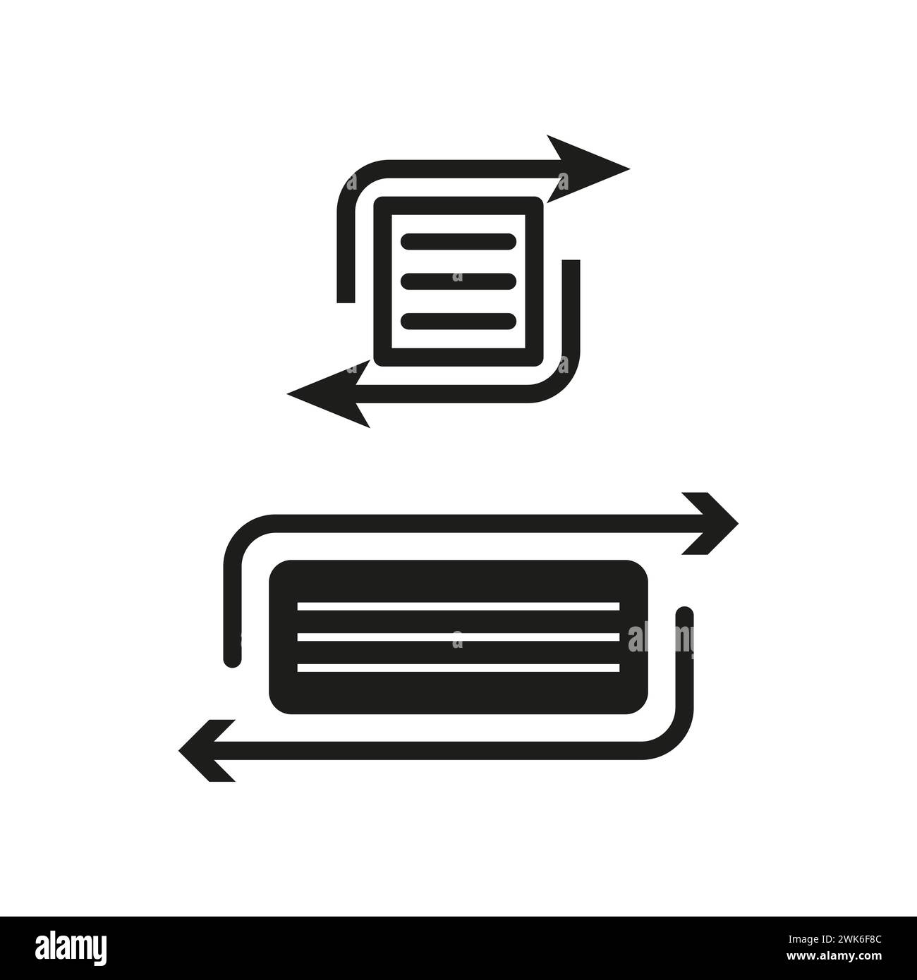 Document sync process. Data transfer arrows. File exchange workflow. Vector illustration. EPS 10 ...