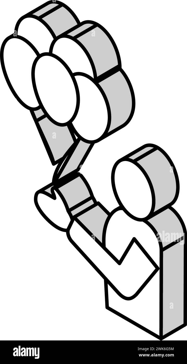 gift balloon holding human isometric icon vector illustration Stock ...