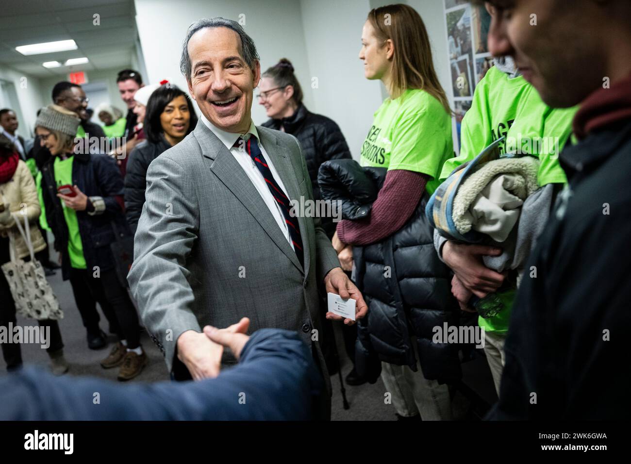 Representative Jamie Raskin (D-MD) greets campaign volunteers during an ...