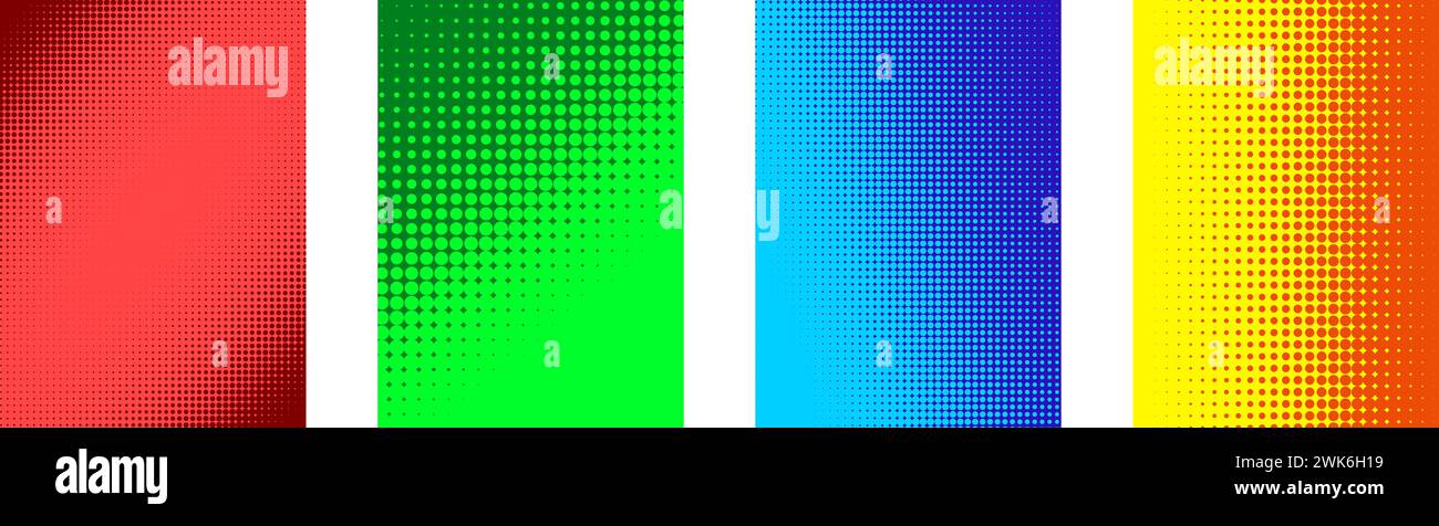 Set of colorful halftone pattern. poster backgrounds. Vector ...