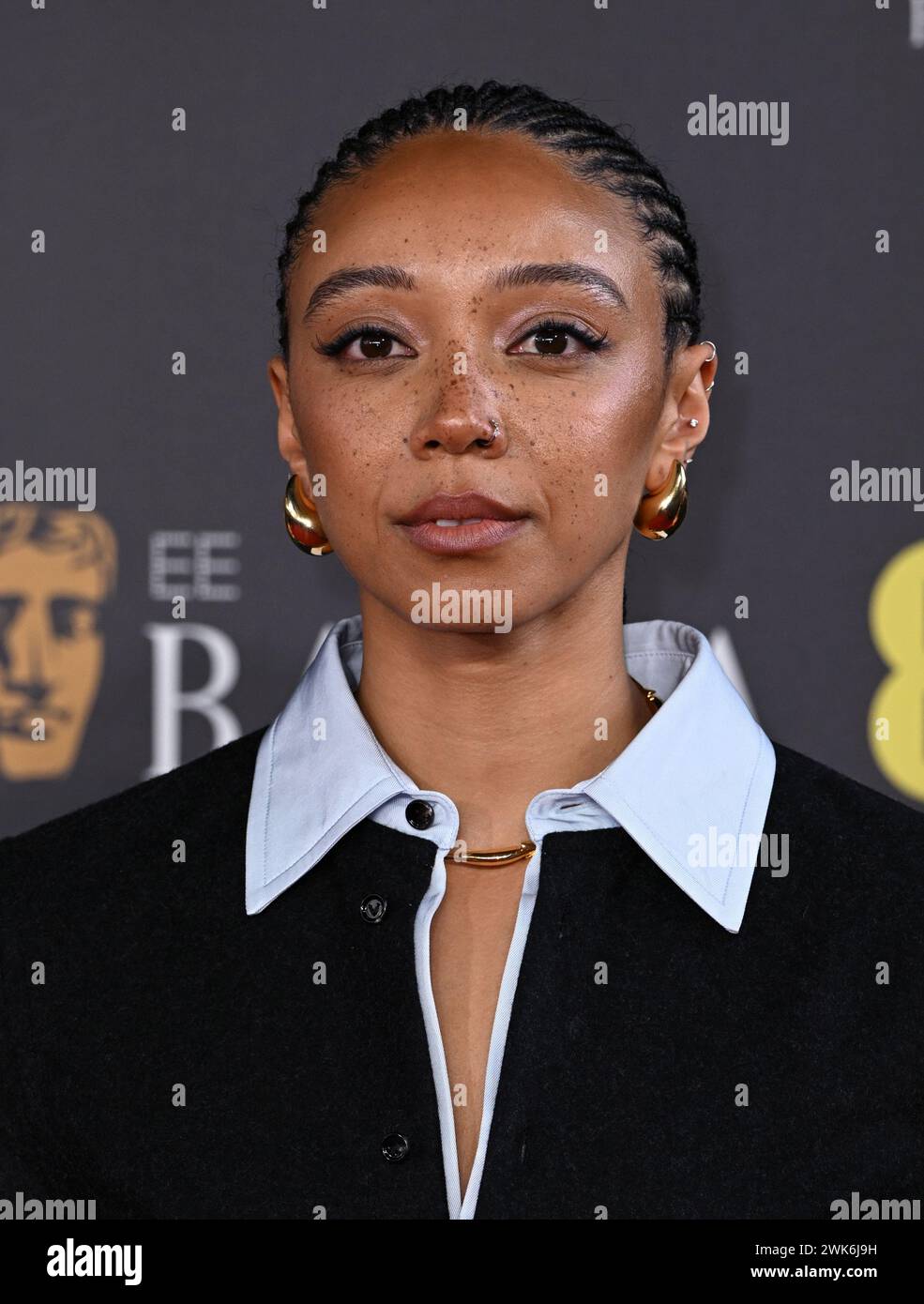London, UK. February 18th, 2024. Savanah Leaf arriving at the 2024 EE ...