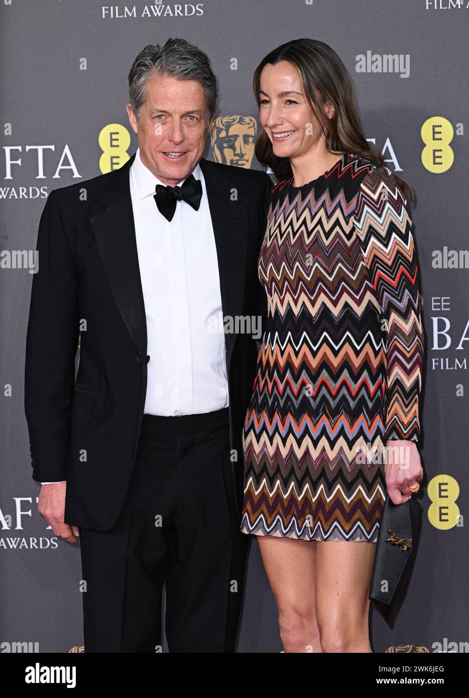 London, UK. February 18th, 2024. Hugh Grant and Anna Elisabet Eberstein ...
