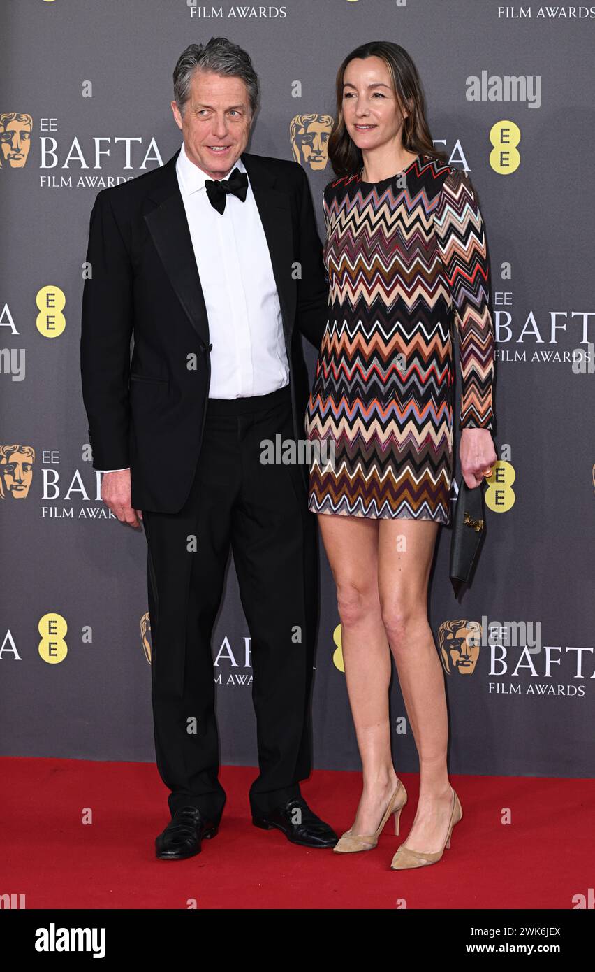 London, UK. February 18th, 2024. Hugh Grant and Anna Elisabet Eberstein ...