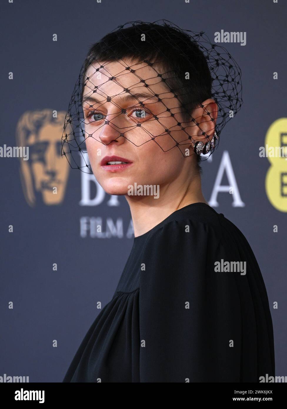 London, UK. February 18th, 2024. Emma Corrin arriving at the 2024 EE ...