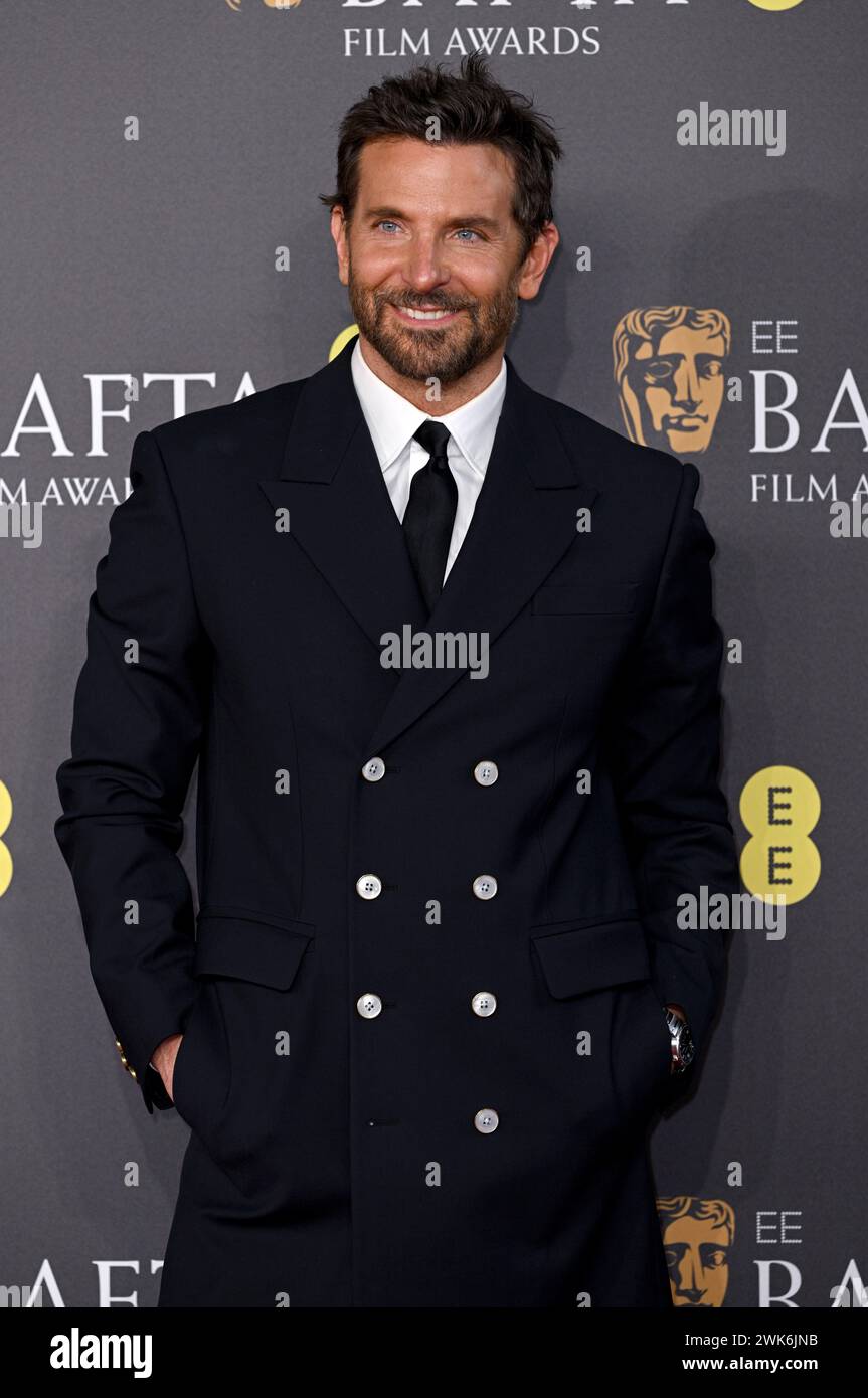 London, UK. February 18th, 2024. Bradley Cooper arriving at the 2024 EE ...