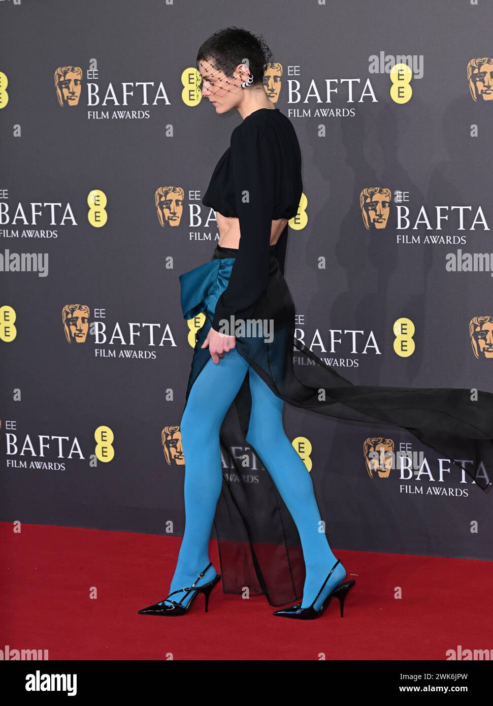 London, UK. February 18th, 2024. Emma Corrin arriving at the 2024 EE ...