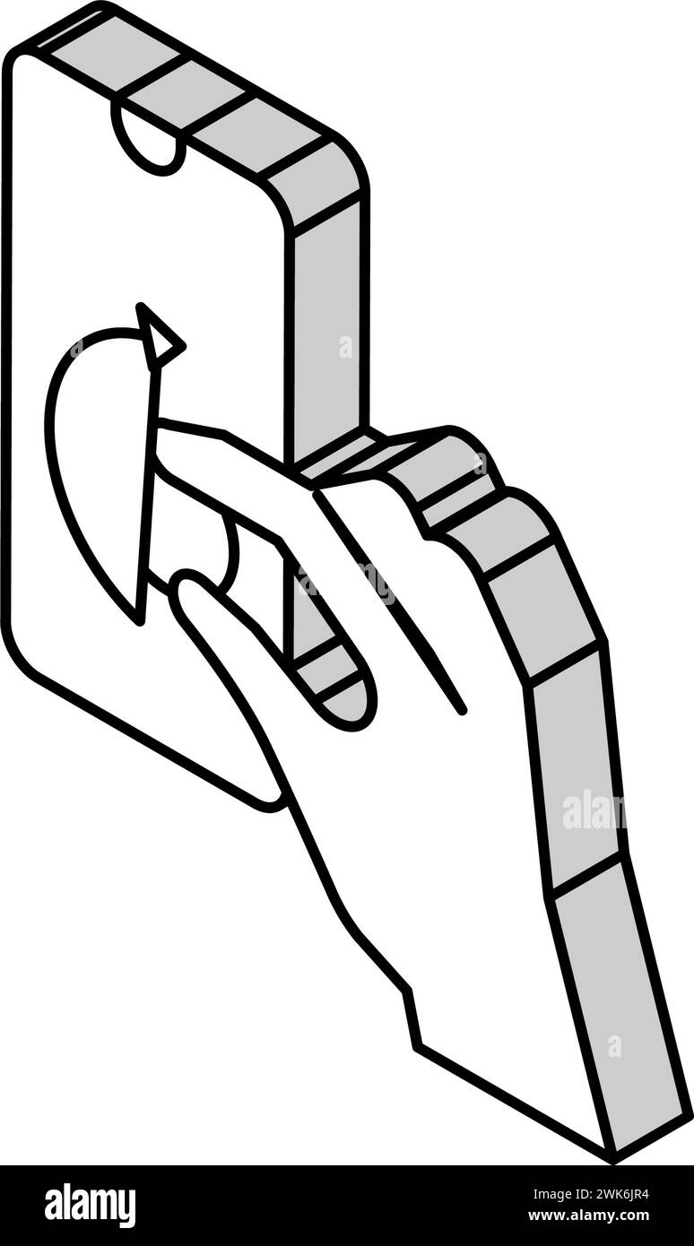 turning digital button on smartphone screen isometric icon vector ...
