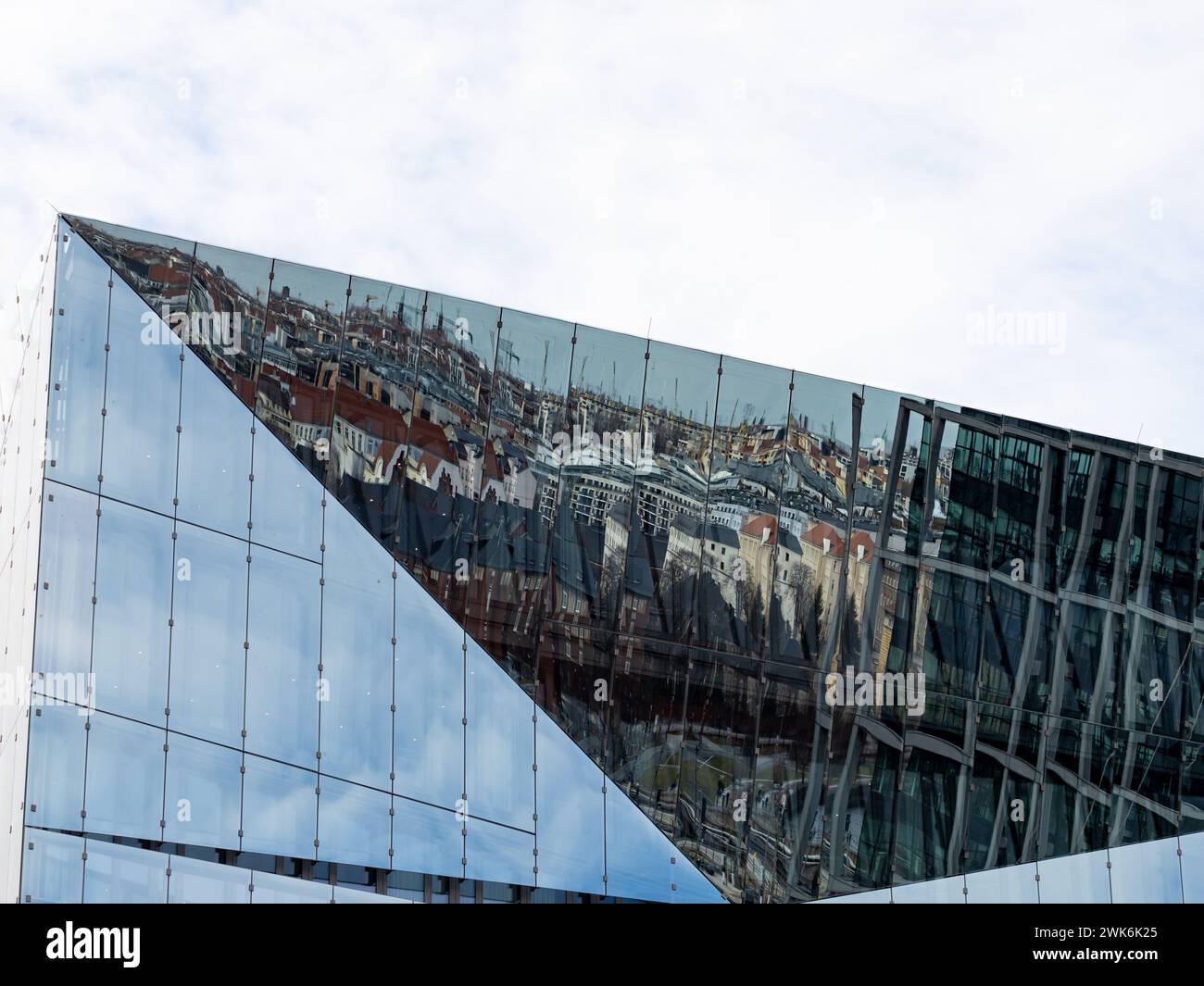 Cube Berlin building facade reflecting the city in the glass windows ...