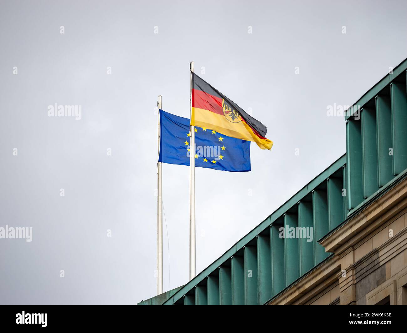 Flags of Germany and the European Union (EU) next to each other ...